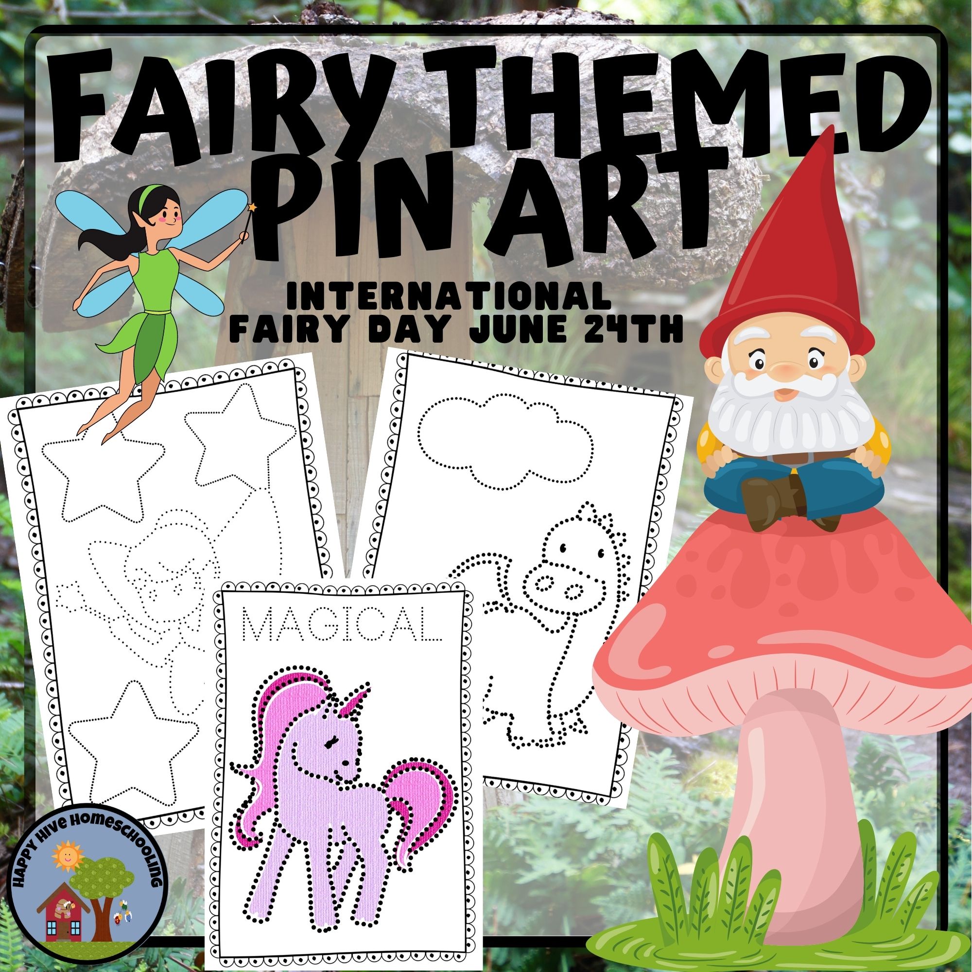 Push Pin Poke Pictures - Fairy Themed - Happy Hive Homeschooling