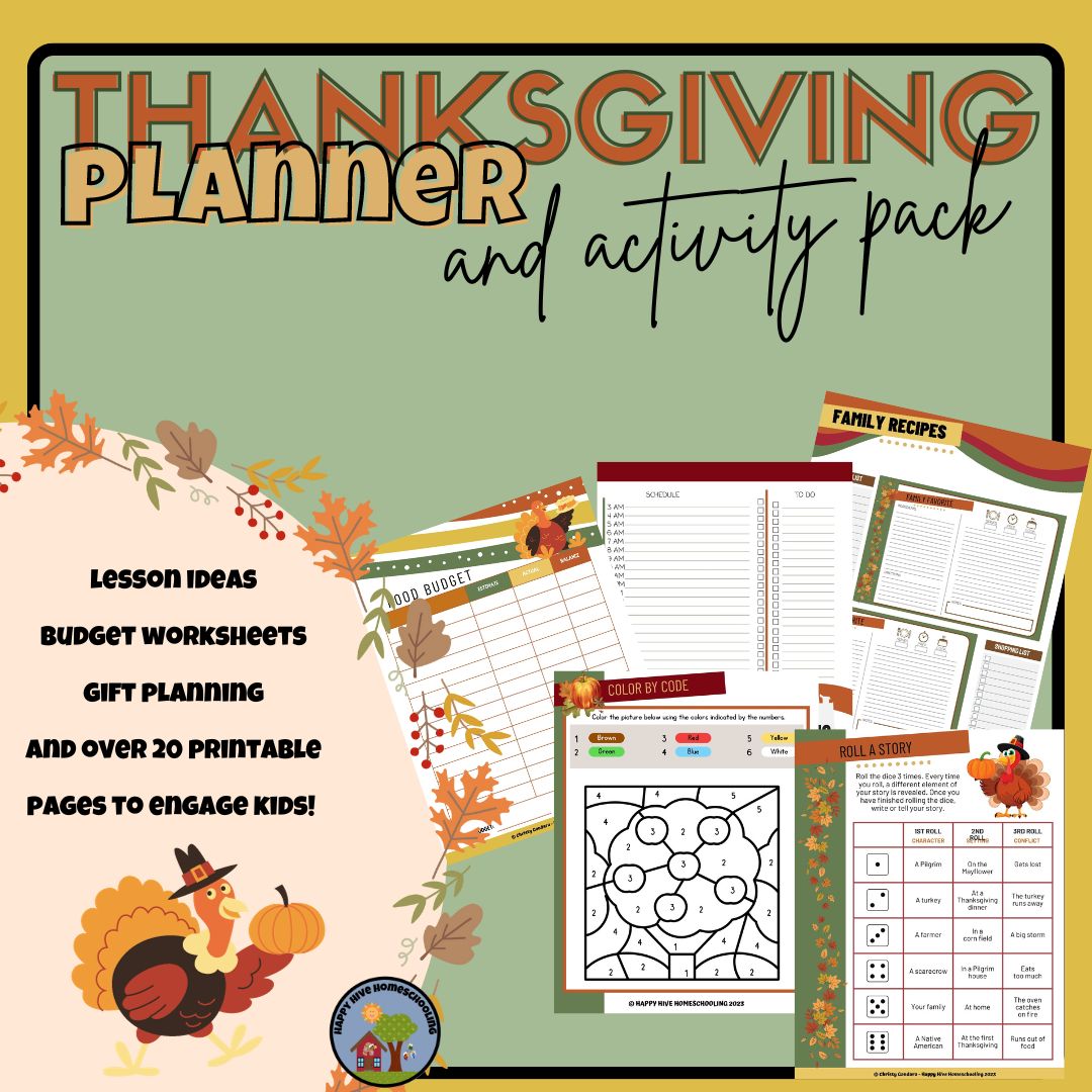 Thanksgiving Planner and Activity Pack - Happy Hive Homeschooling
